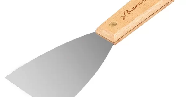 Espatula flexible de acero inoxidable mango de madera 3 pulgadas